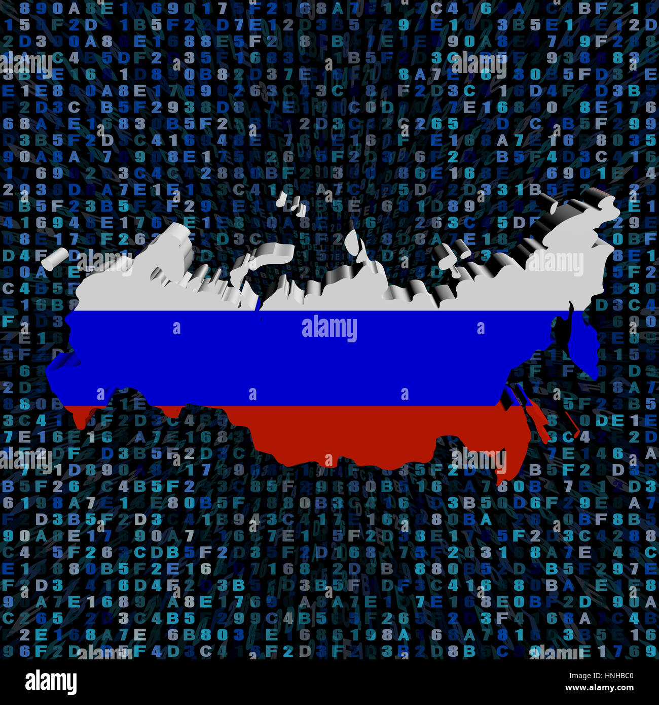 Russia map flag on hex code illustration Stock Photo - Alamy