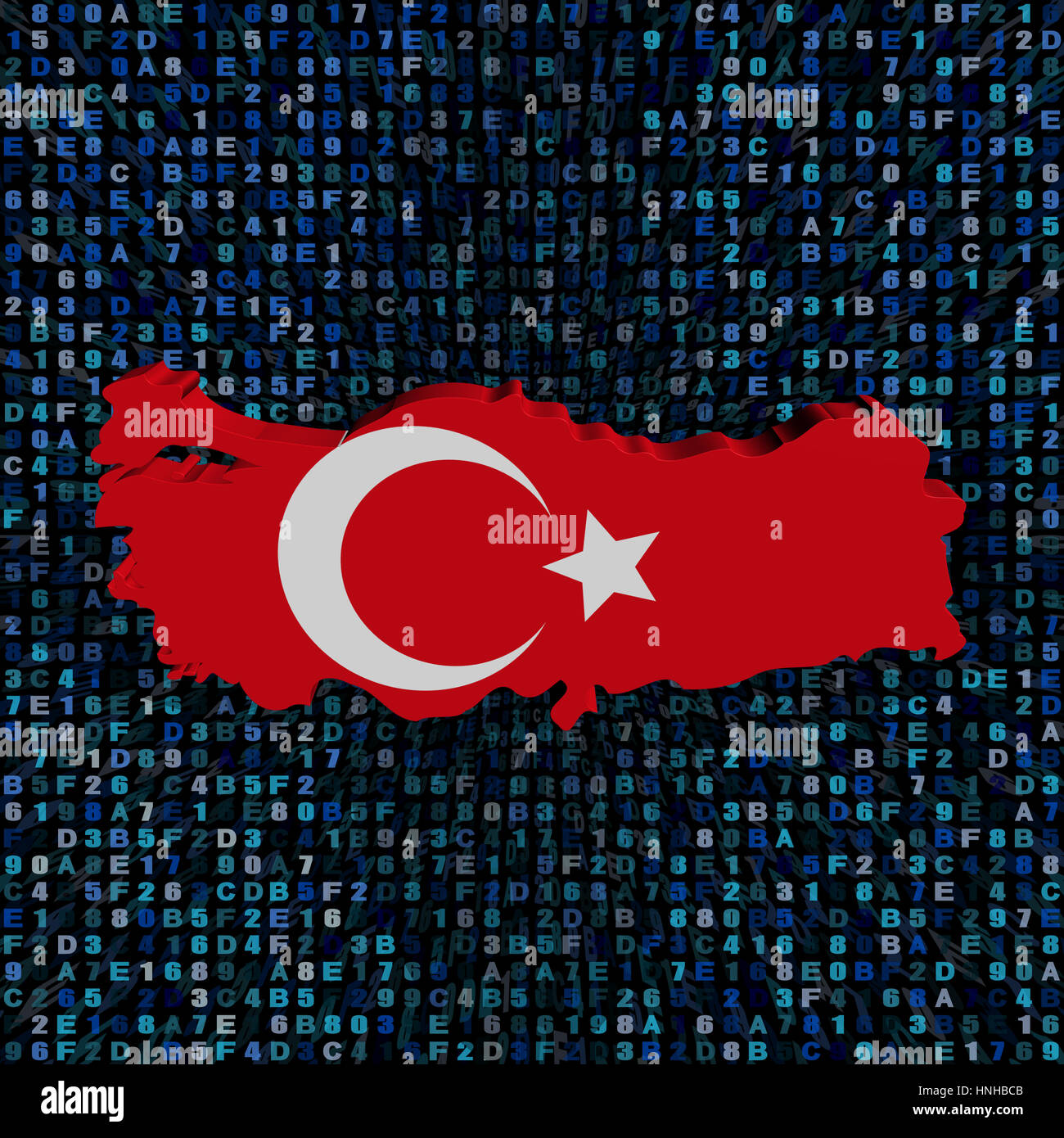 Turkey map flag on hex code illustration Stock Photo - Alamy