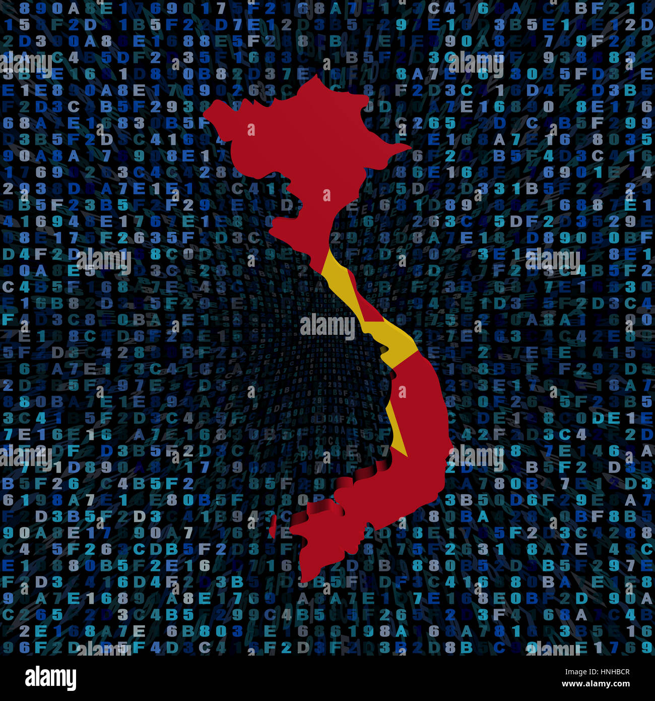 Vietnam map flag on hex hi-res stock photography and images - Alamy