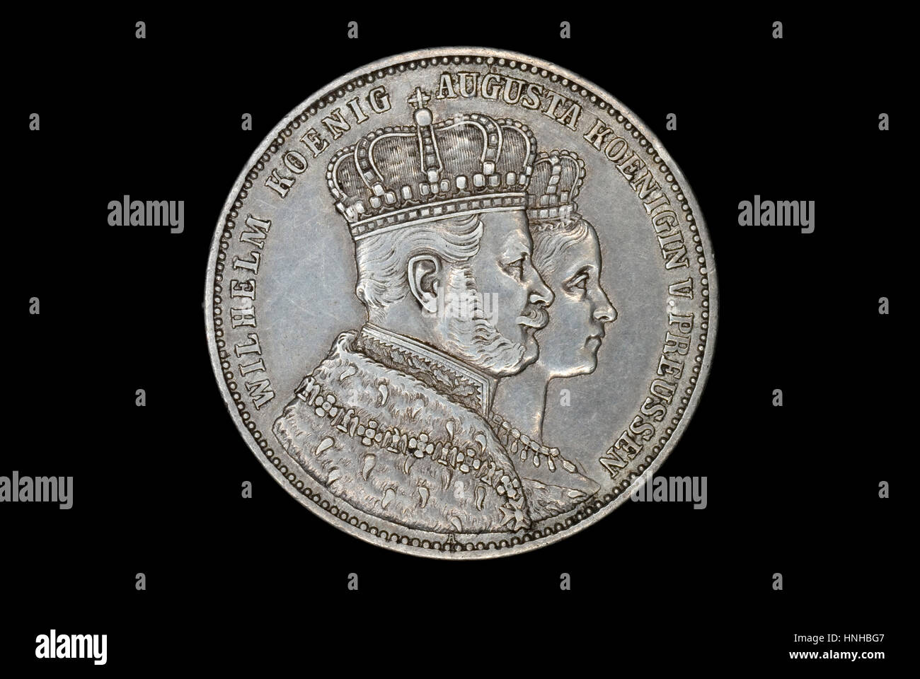 Coin Commemorating Coronation of Wilhelm I and Augusta Stock Photo - Alamy