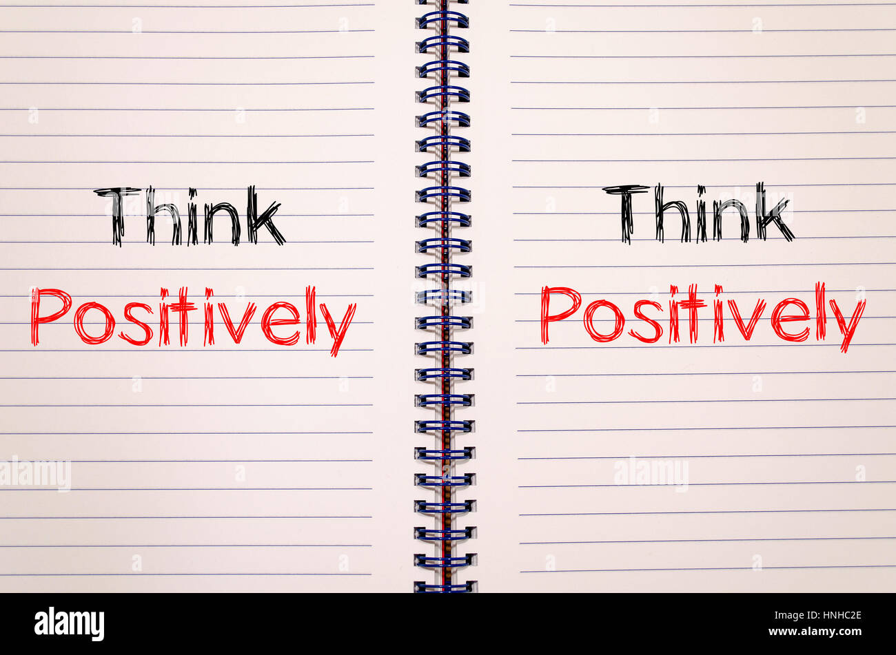 Think positively text concept write on notebook Stock Photo - Alamy