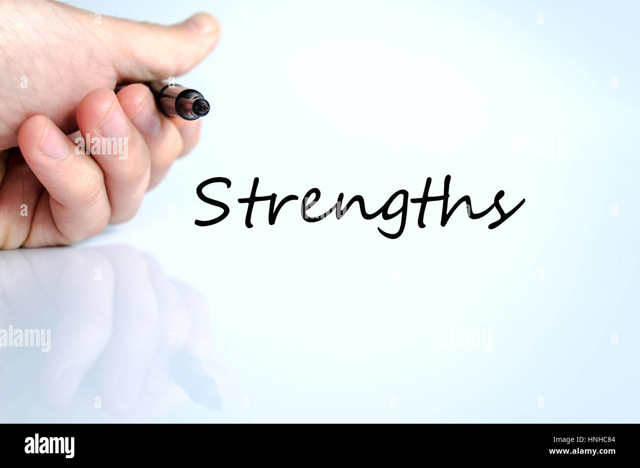 Strengths text concept isolated over white background Stock Photo - Alamy