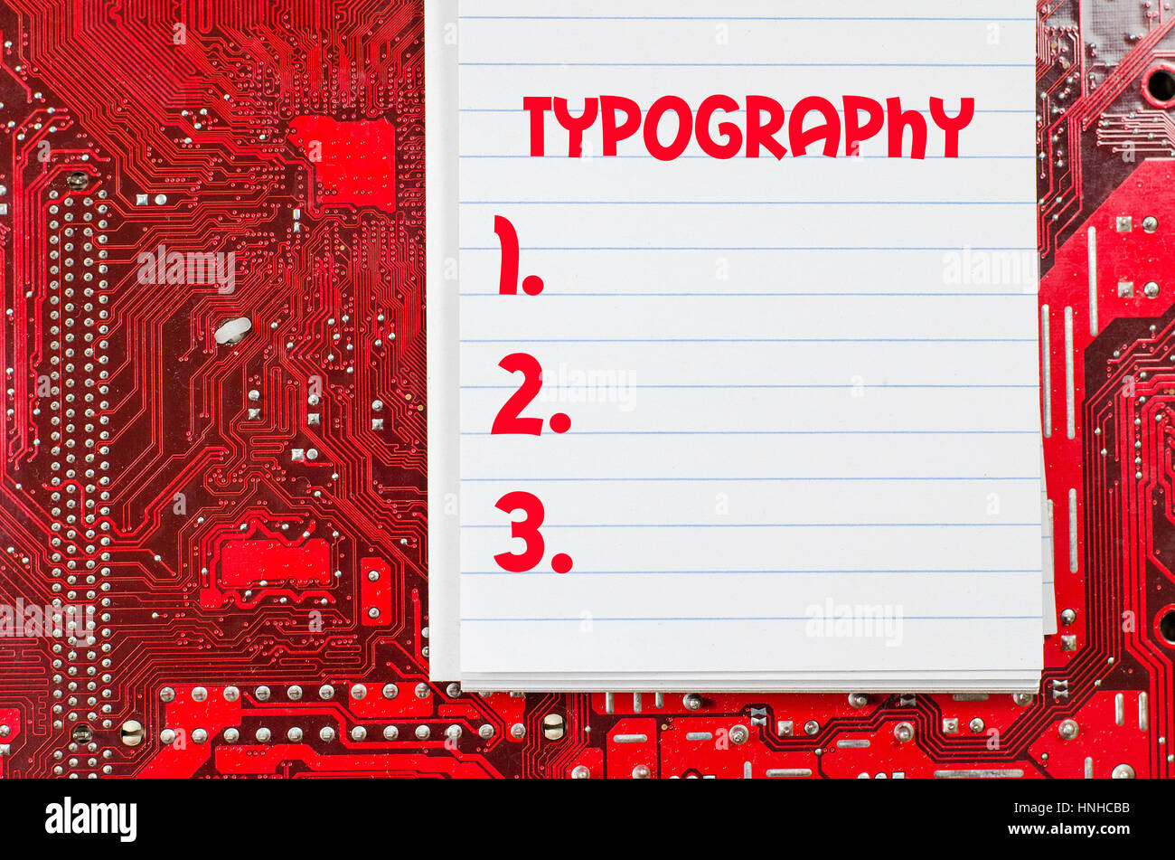 Red old dirty computer circuit board and text concept Stock Photo - Alamy