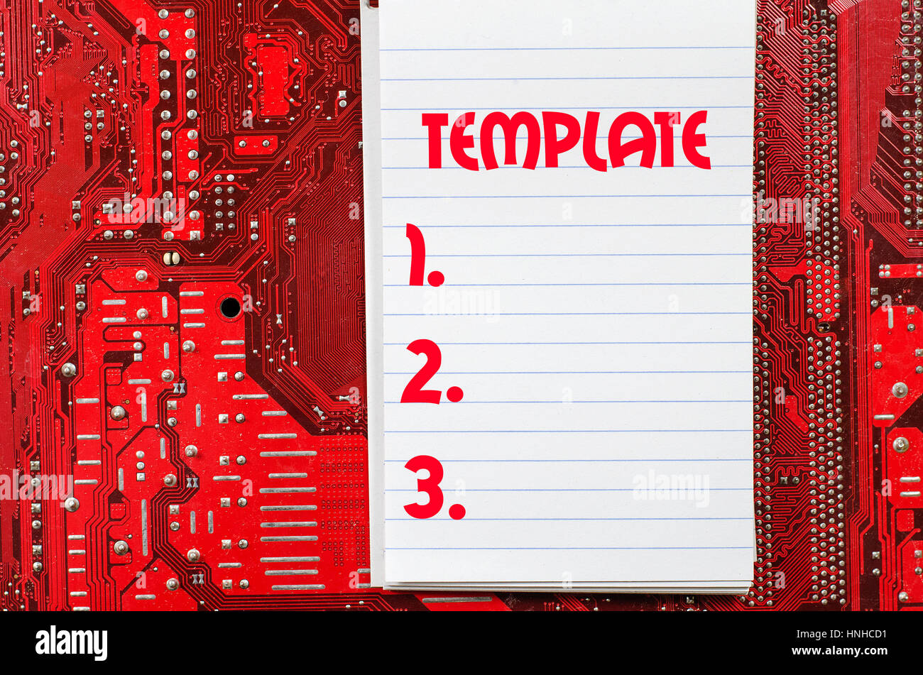 Red old dirty computer circuit board and text concept Stock Photo - Alamy