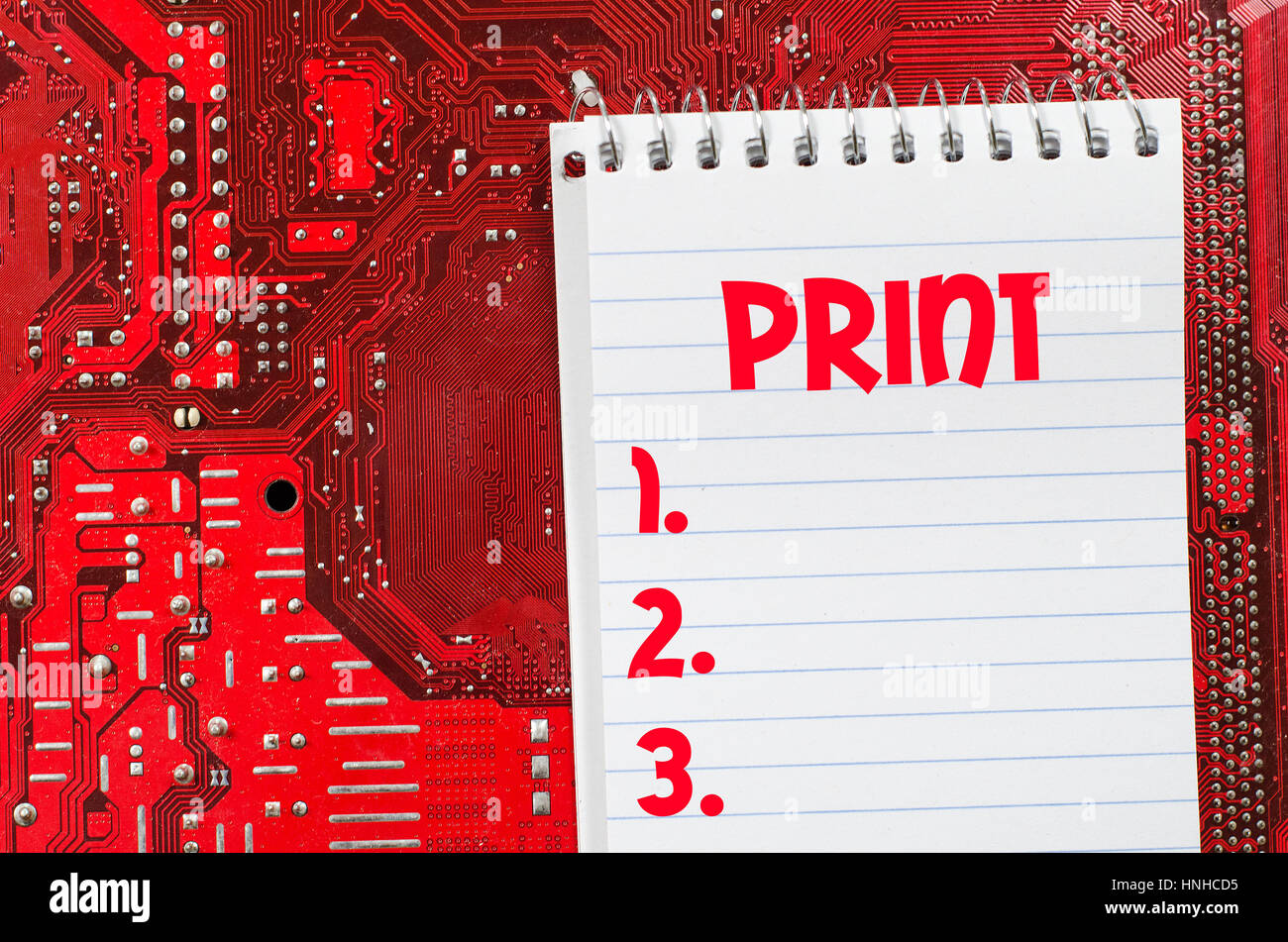 Red old dirty computer circuit board and text concept Stock Photo - Alamy