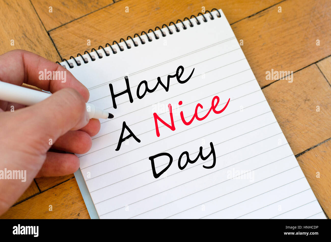 Have a nice day text concept write on notebook Stock Photo - Alamy