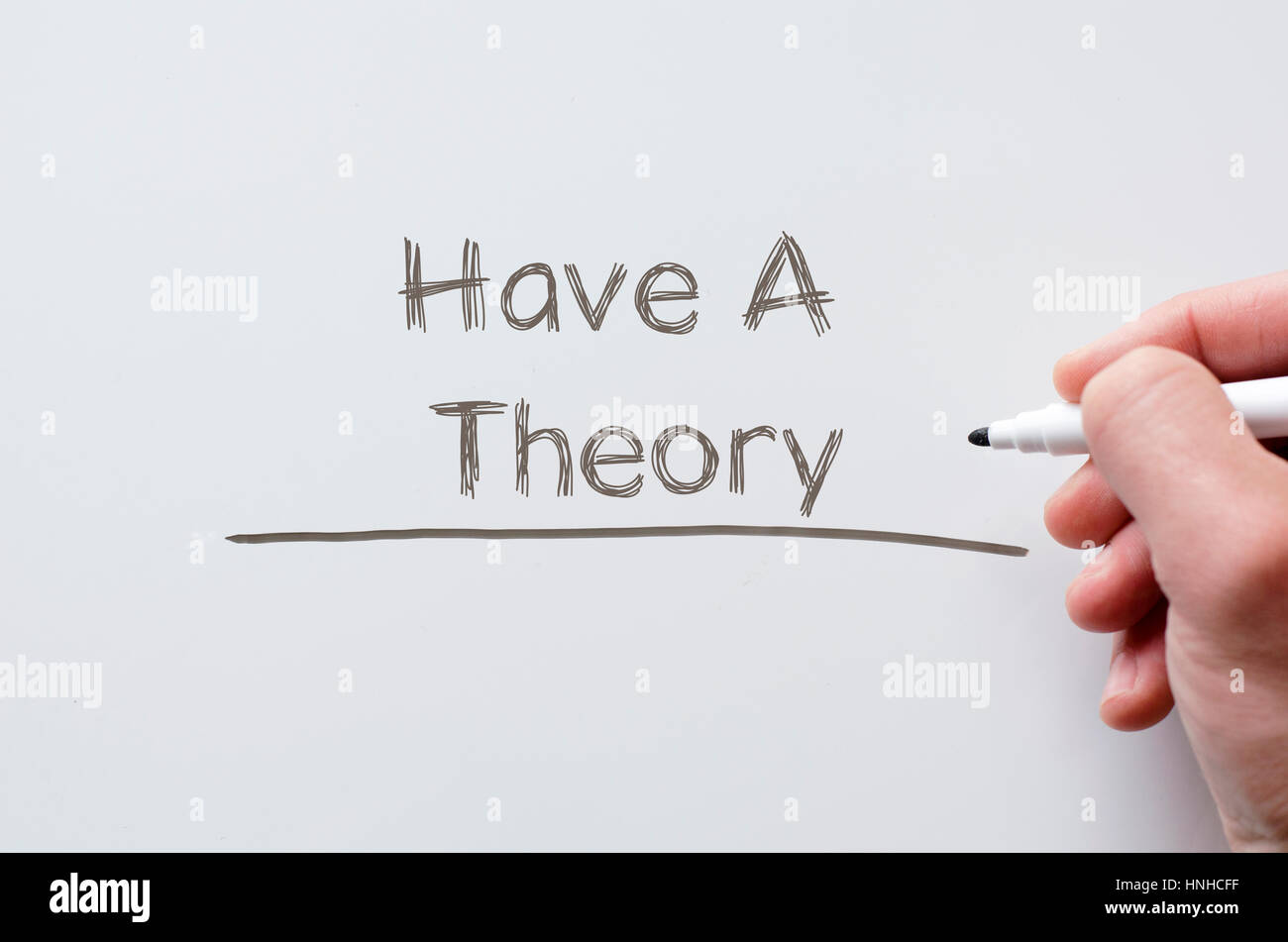 Human hand writing have a theory on whiteboard Stock Photo - Alamy