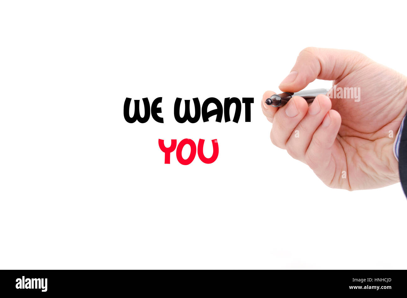 We want you text concept isolated over white background Stock Photo - Alamy