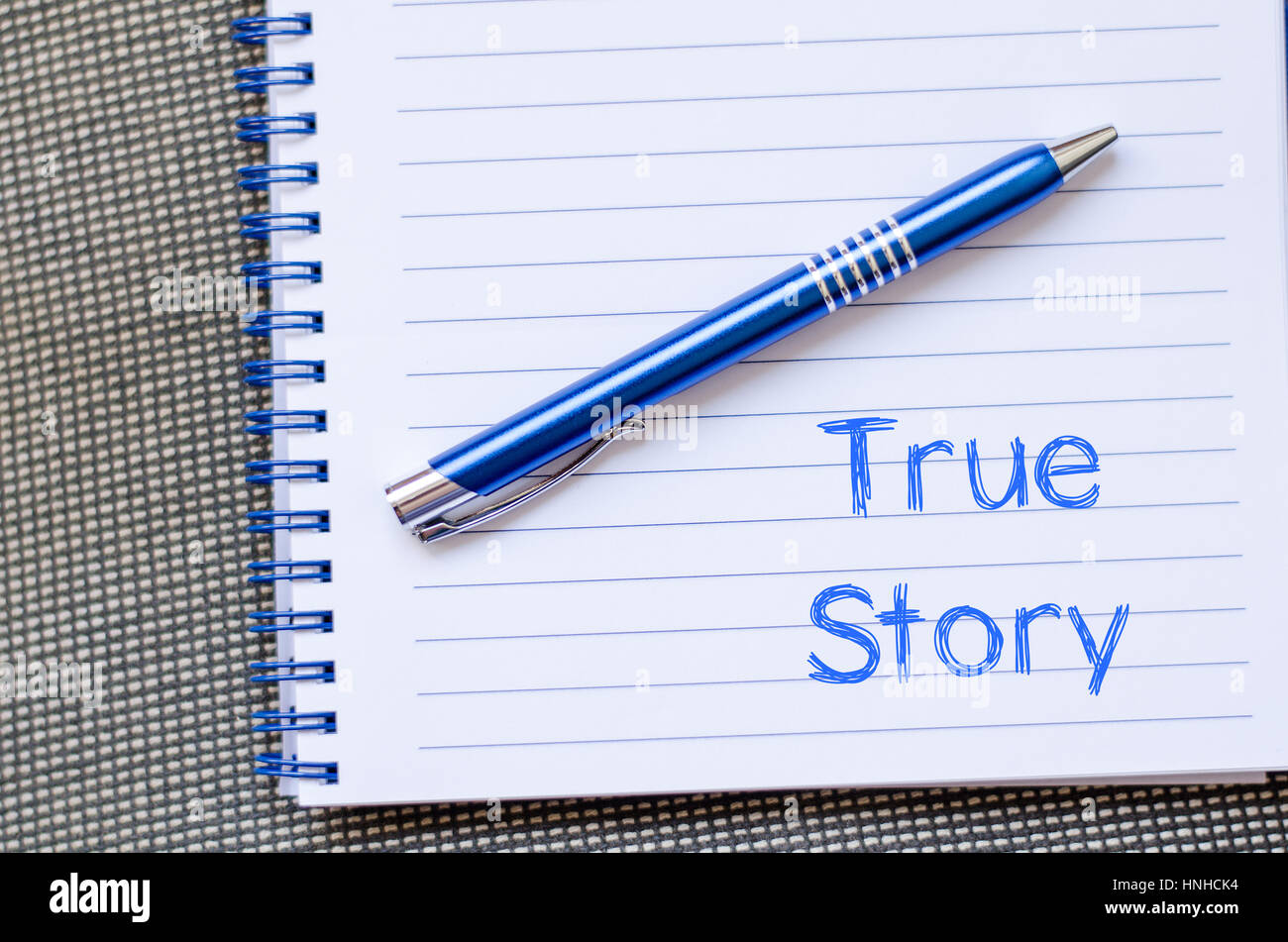 True story text concept write on notebook Stock Photo - Alamy