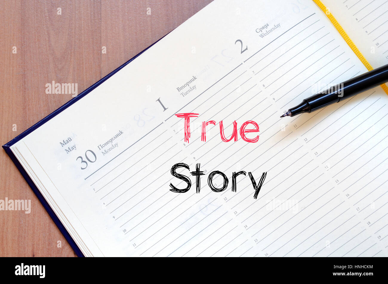 True story text concept write on notebook Stock Photo - Alamy