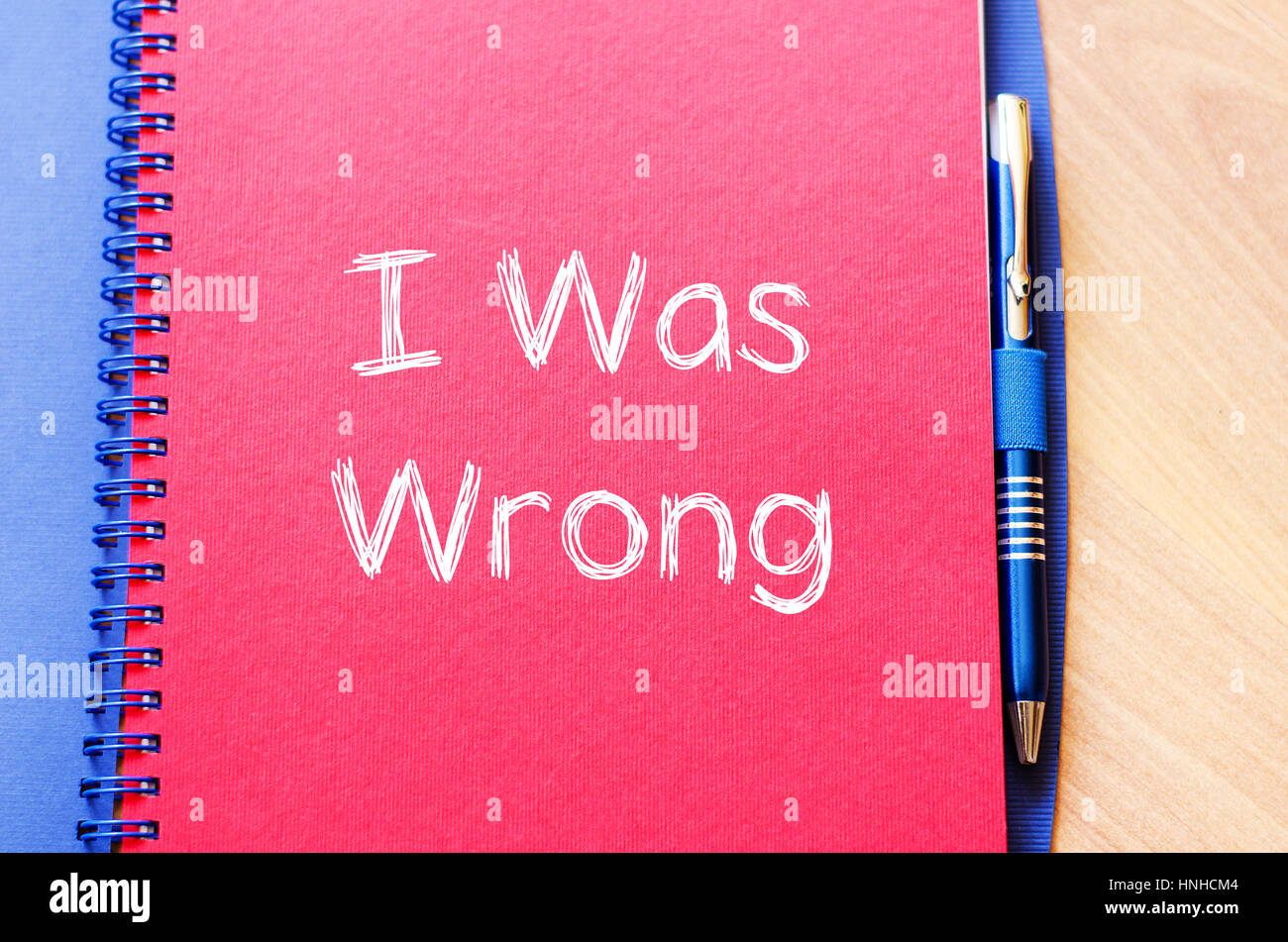 I was wrong text concept write on notebook Stock Photo - Alamy