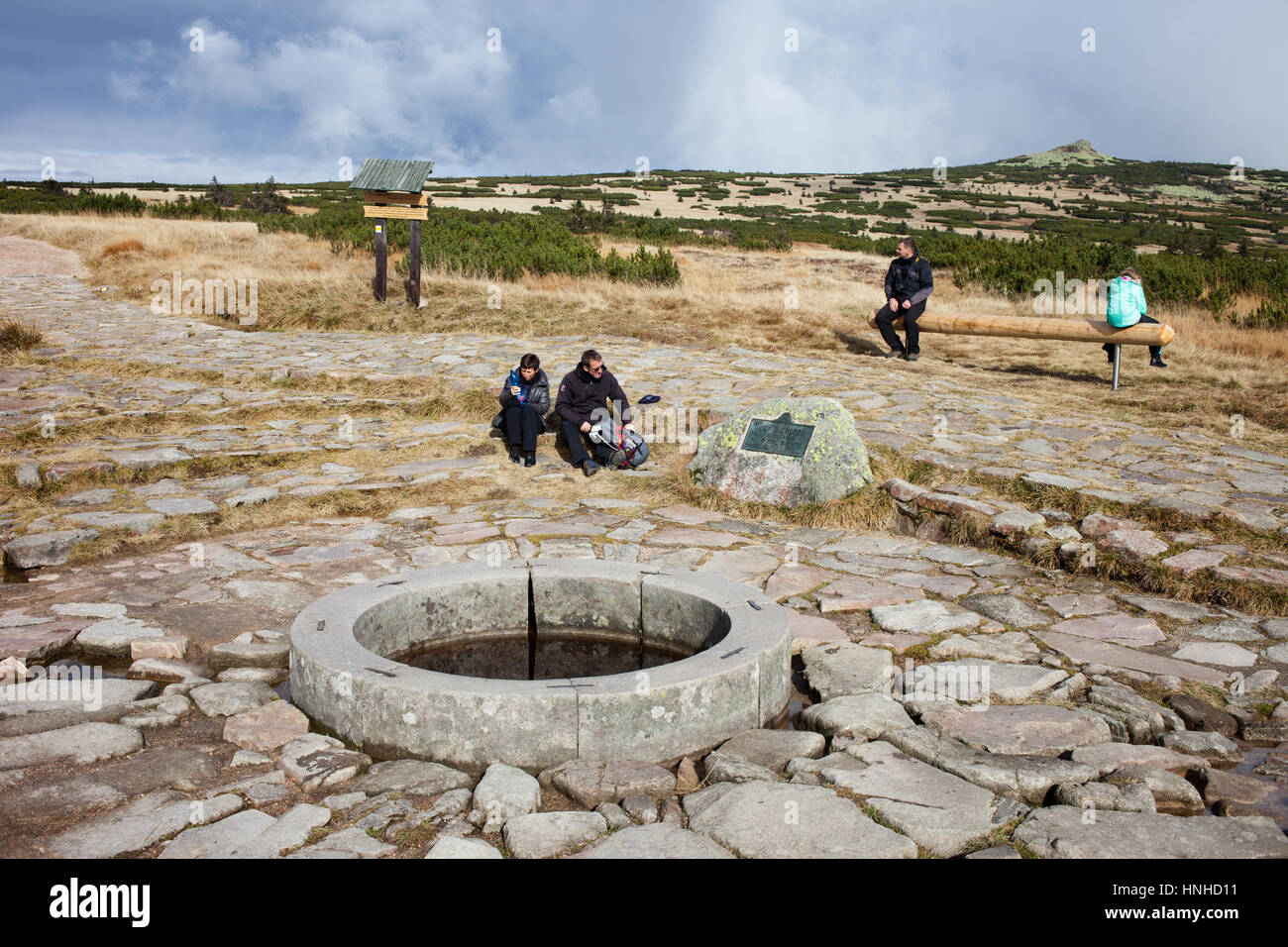 Pramen Labe river source in Krkonose Mountains, Czech Republic, Europe ...