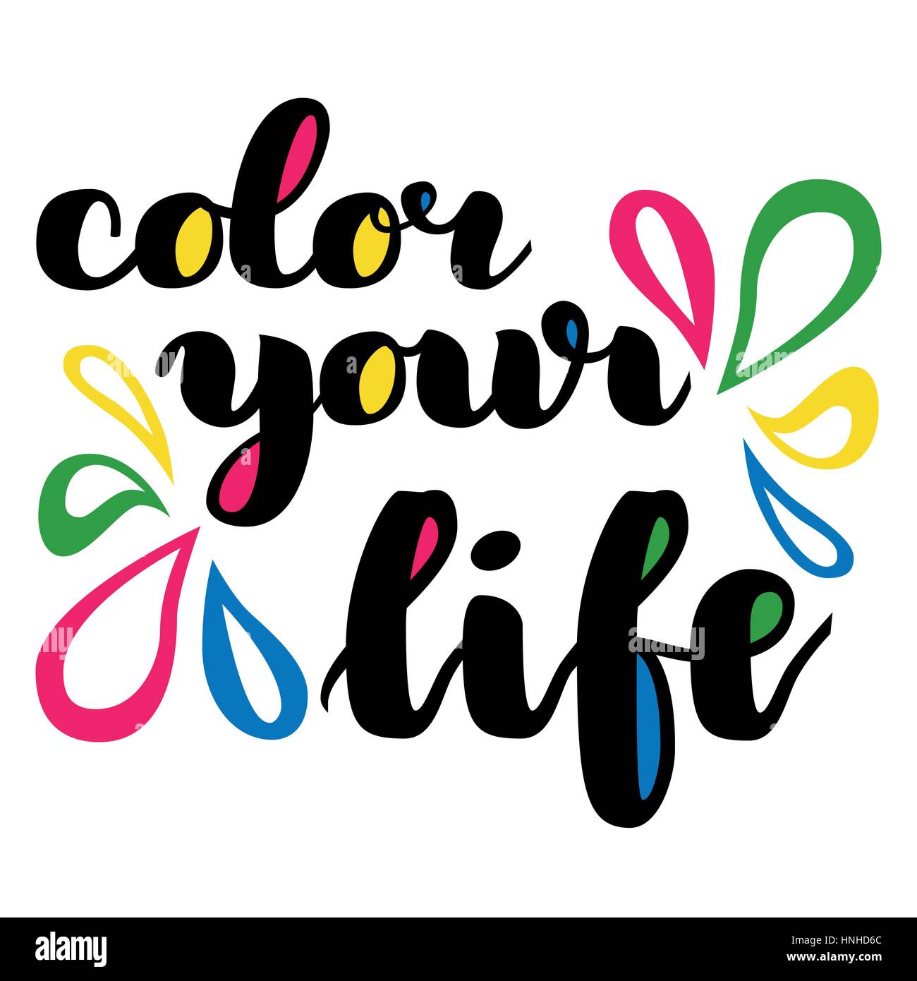 Color your life brush hand drawn lettering. Vector illustration ...