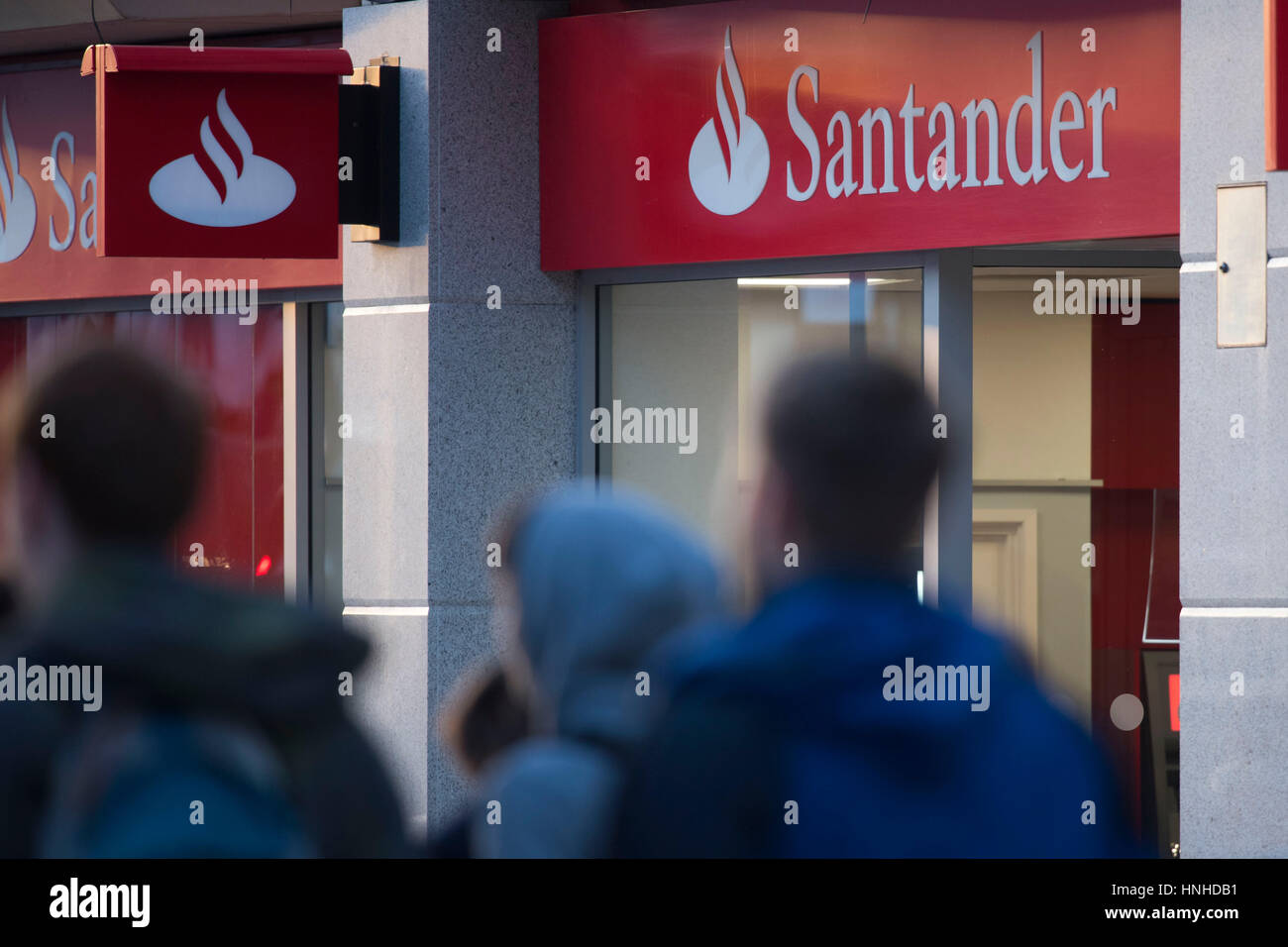 Santander bank sign logo Stock Photo - Alamy