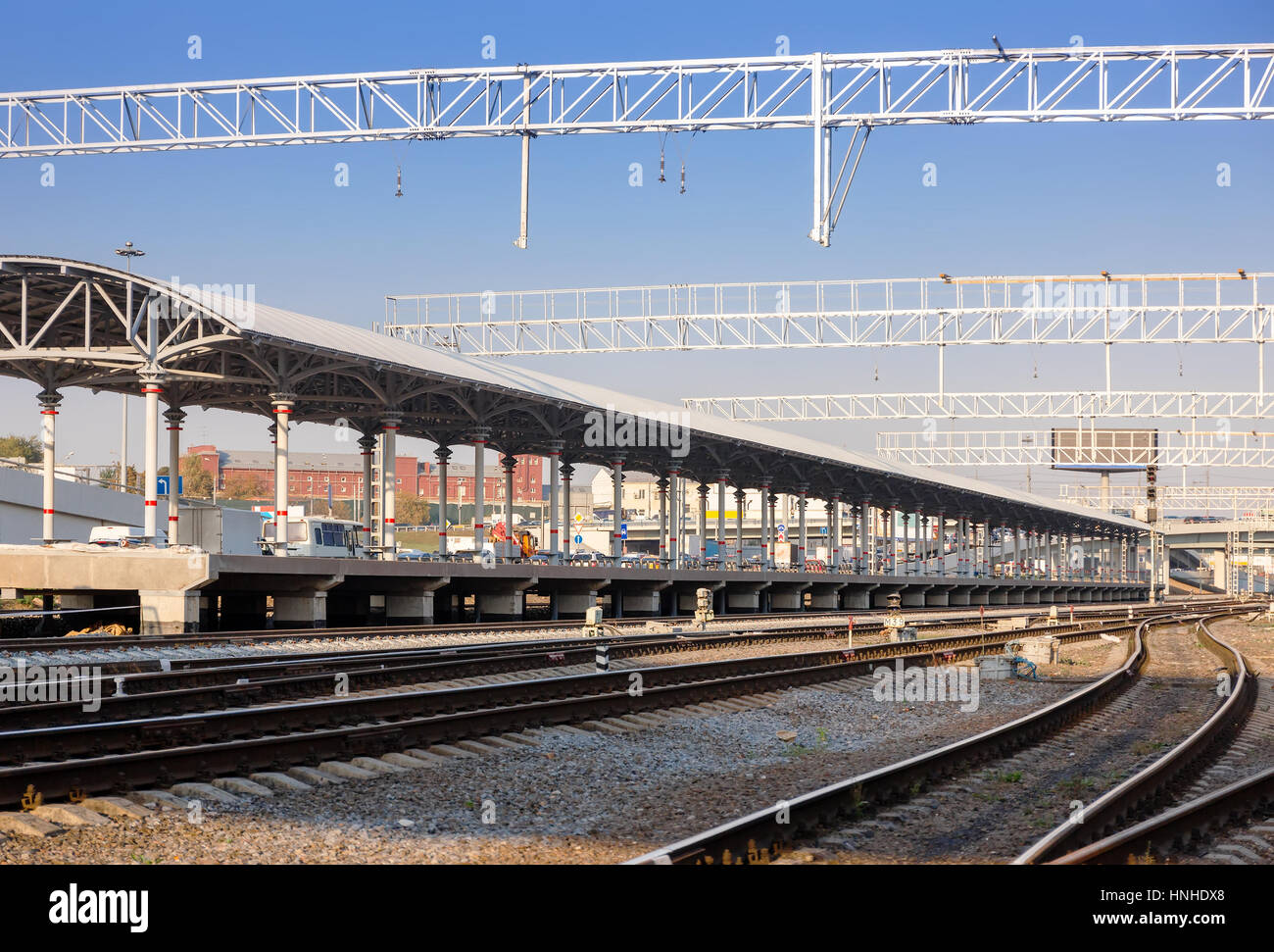 Railway tracks near the platform Stock Photo - Alamy