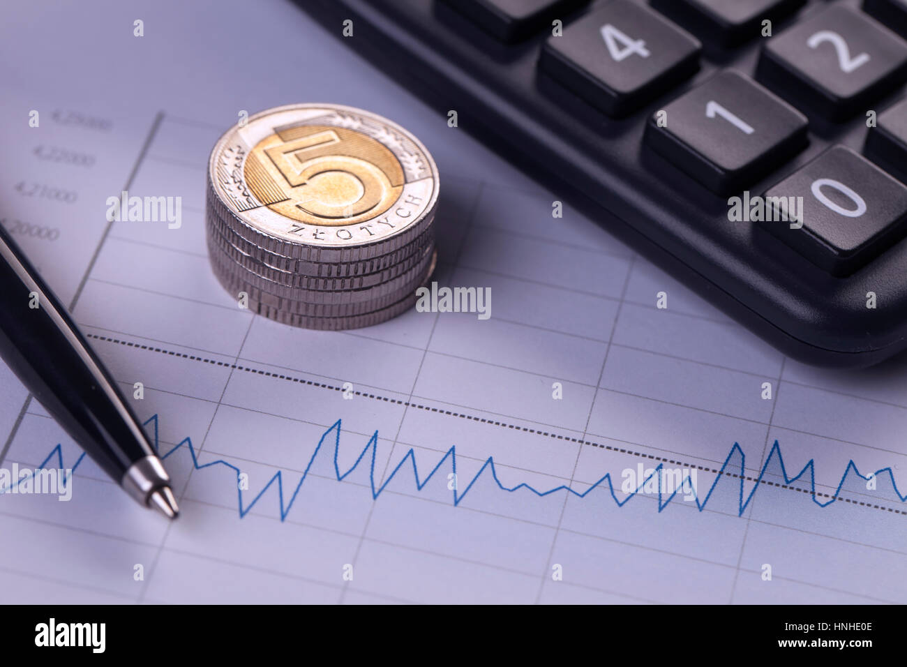 Financial theme on white background. Studio shot Stock Photo - Alamy