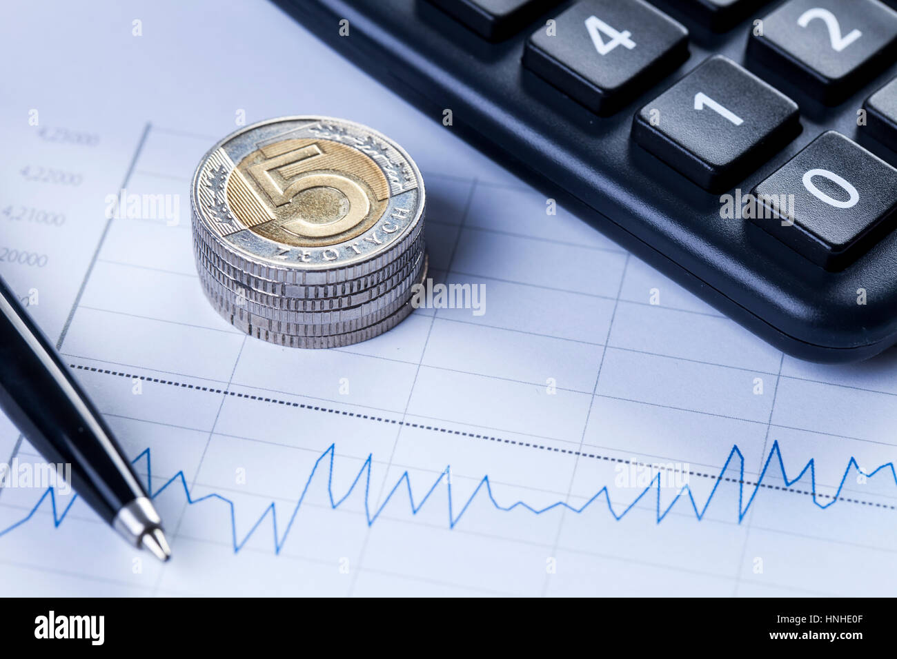 Financial theme on white background. Studio shot Stock Photo - Alamy