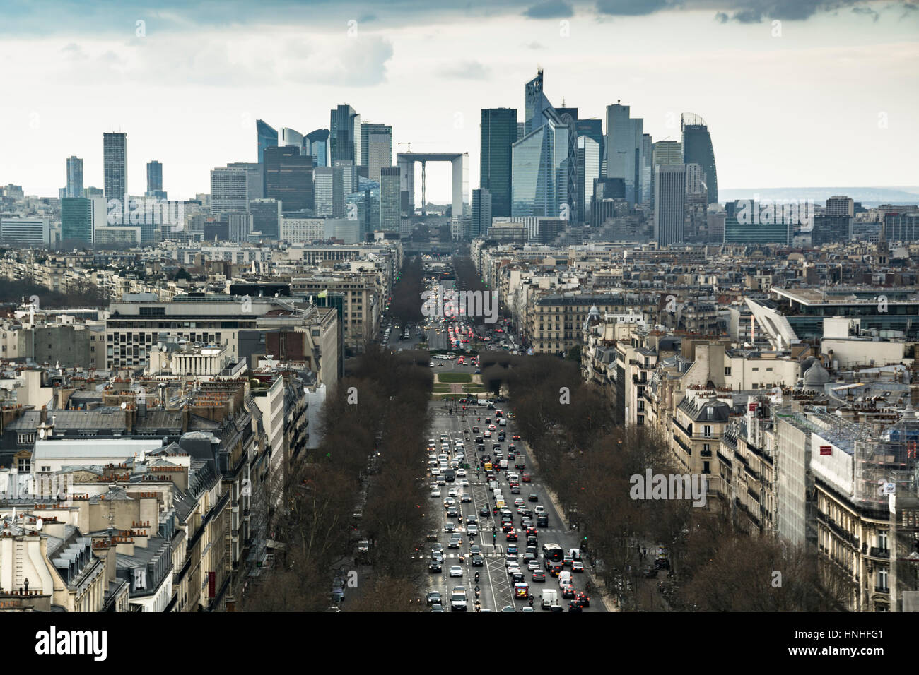 Aerial view of Paris, with La Defense and the financial district. Paris ...