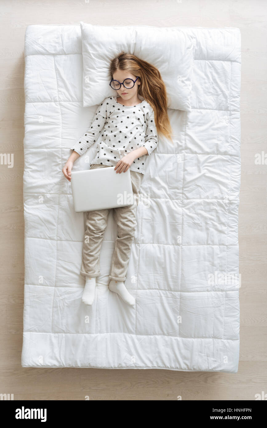 Enthusiastic charming girl being exhausted Stock Photo - Alamy
