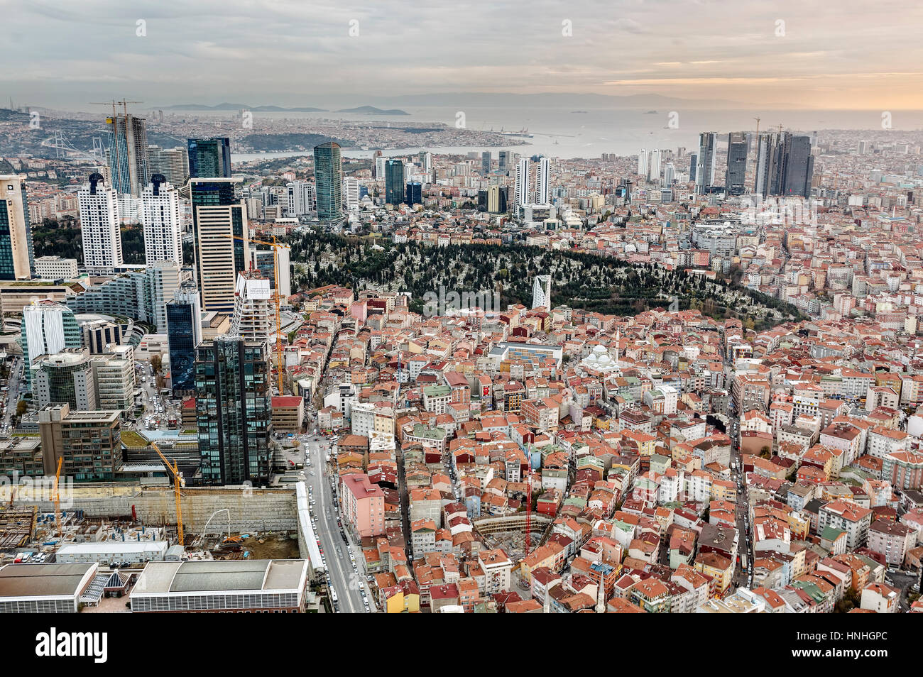 Aerial view levent business district hi-res stock photography and ...