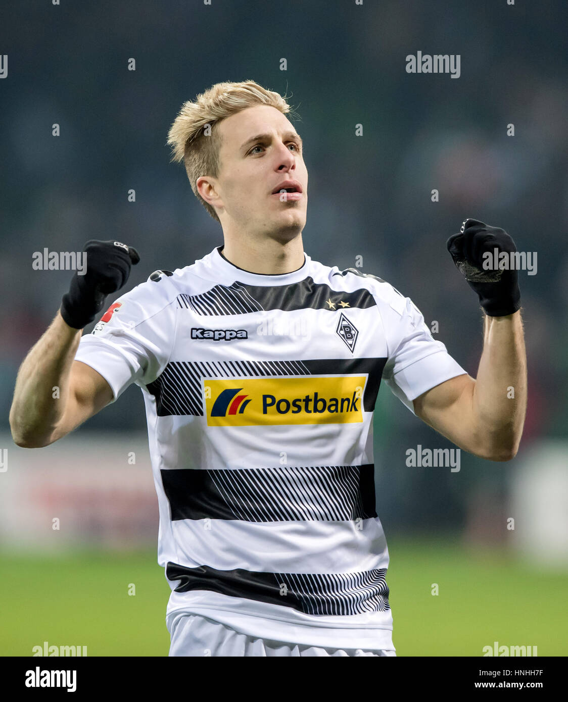Moenchengladbach's Patrick Herrmann cheers after the German Bundesliga ...