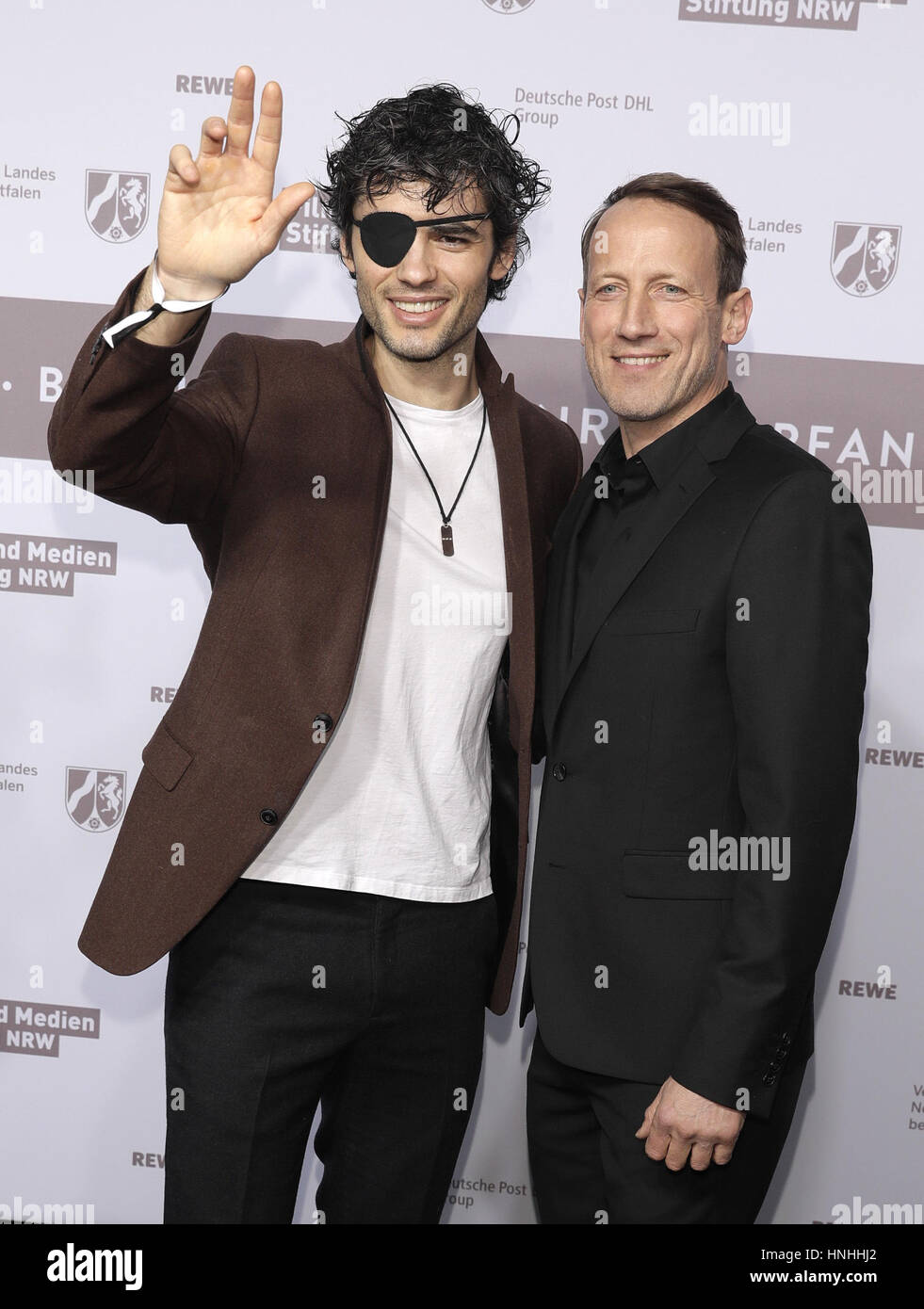 Berlin, Germany. 12th Feb, 2017. Actors Nik Xhelilaj (L) and Wotan ...