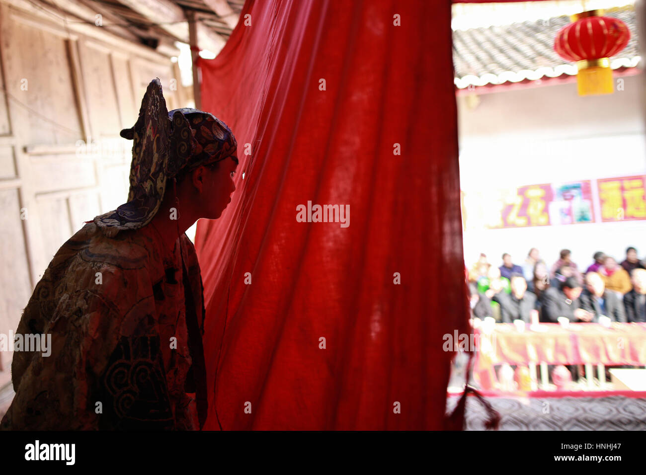 Longnan, China's Gansu Province. 12th Feb, 2017. An actor learns at ...