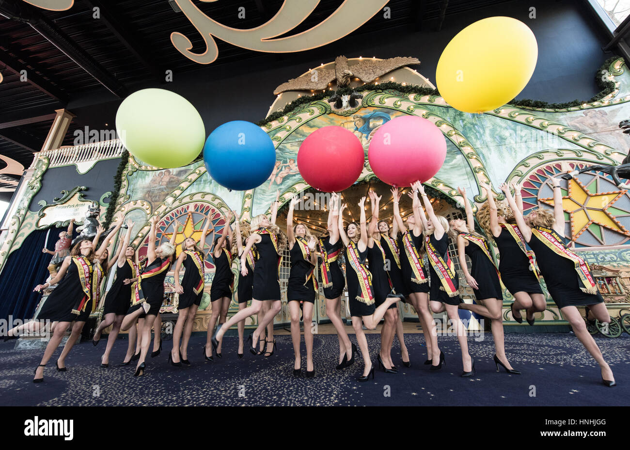Rust, Germany. 13th Feb, 2017. Candidates of "Miss Germany" stand ...