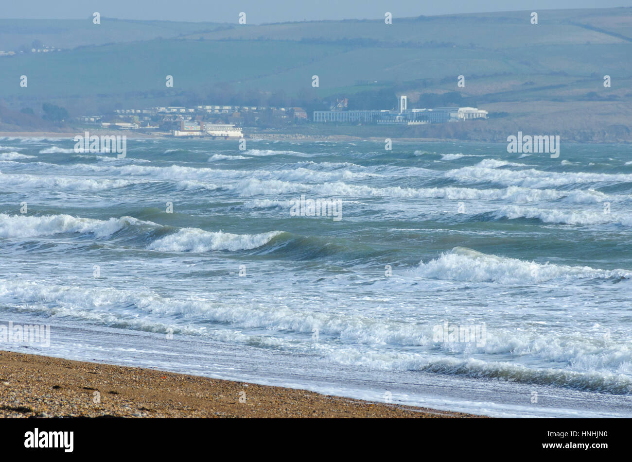 Weymouth Dorset, UK. 13th Feb, 2017. UK Weather. View from the beach at ...