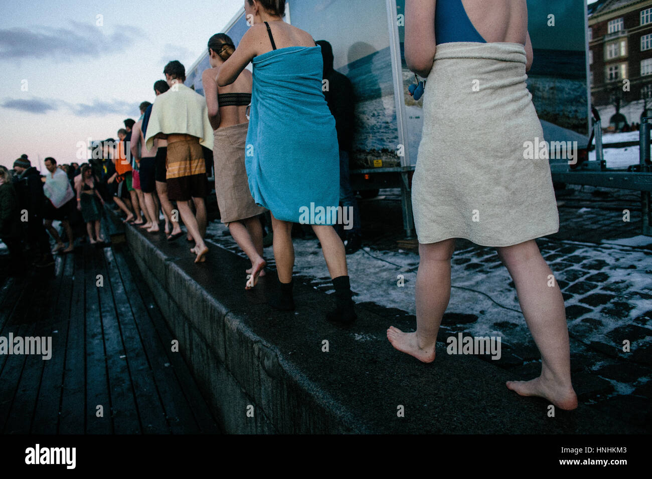 Denmark, Copenhagen, February 12th 2017. Winter swimming daredevils ...