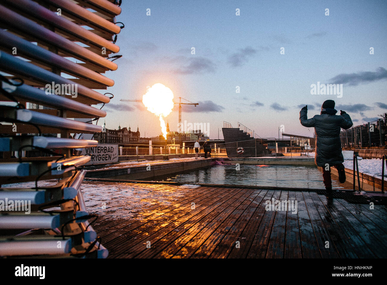 Denmark, Copenhagen, February 12th 2017. Winter swimming daredevils ...