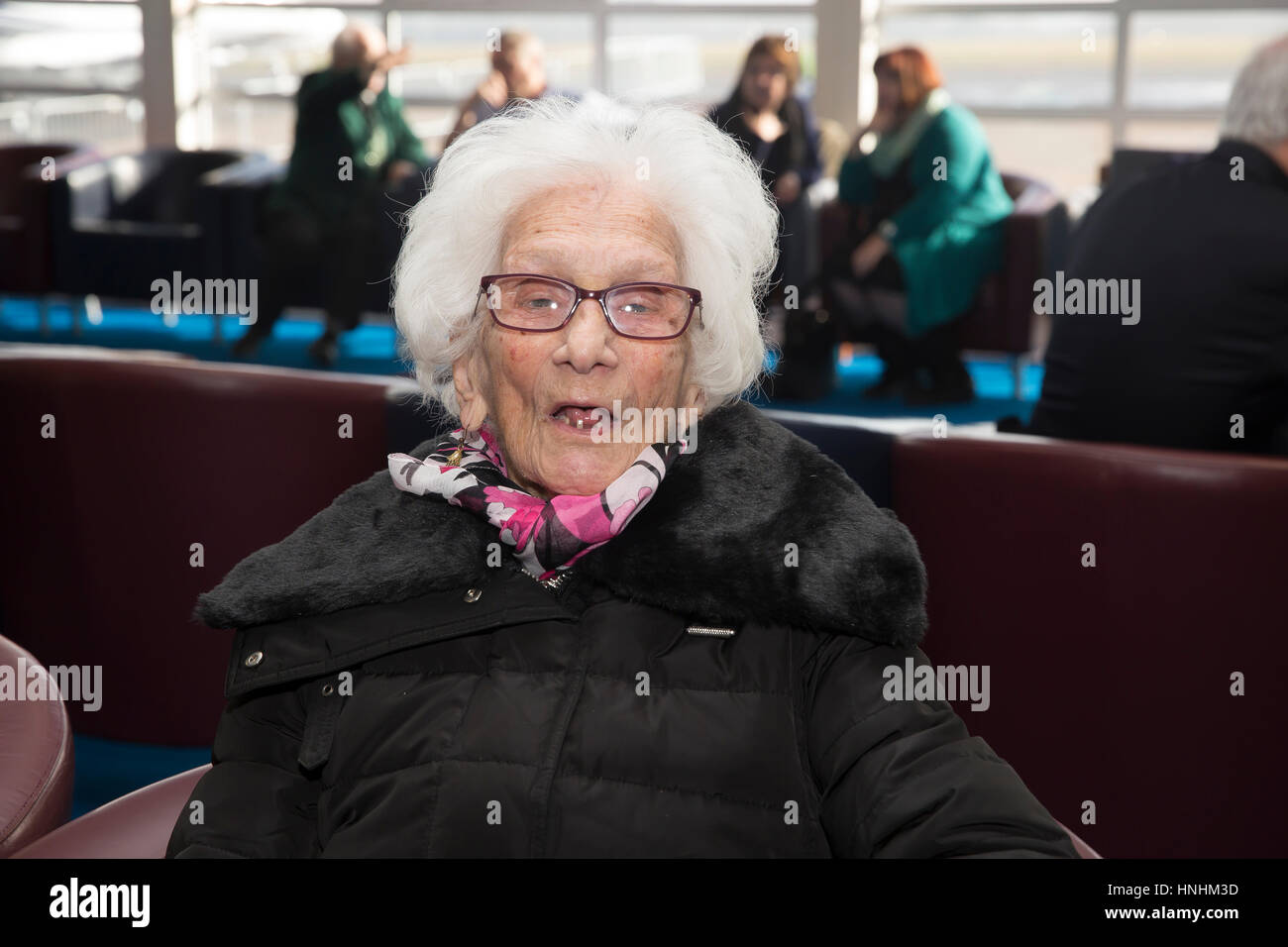 Biggin Hill, UK. 13th Feb, 2017. 100 year old Lily Osborne attends the ...