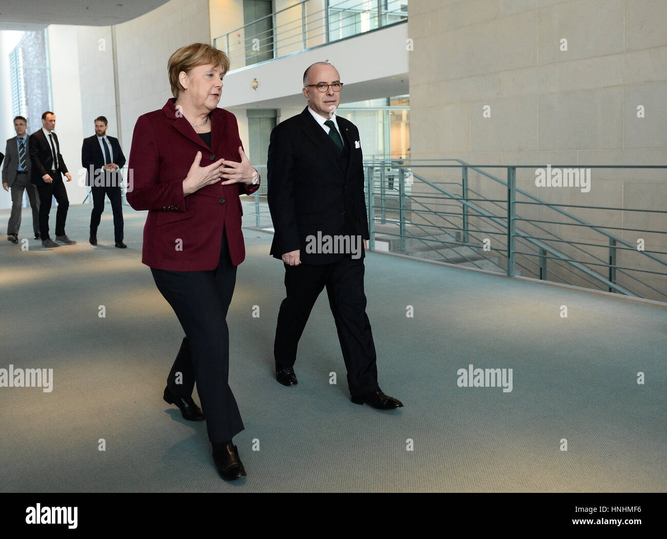 Berlin, Germany. 13th Feb, 2017. German Chancellor Angela Merkel (l ...