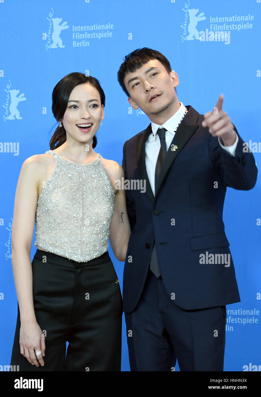 Berlin, Germany. 13th Feb, 2017. Actors Yao Yiti and Chang Chen ...