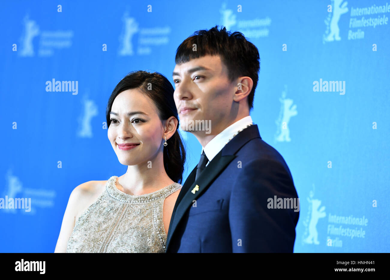 Berlin, Germany. 13th Feb, 2017. Actors Yao Yiti and Chang Chen ...