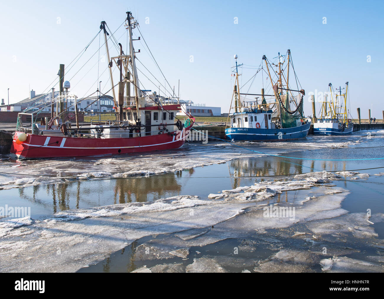 Dorum-Neufeld, Germany. 13th Feb, 2017. View of the melting ice during ...