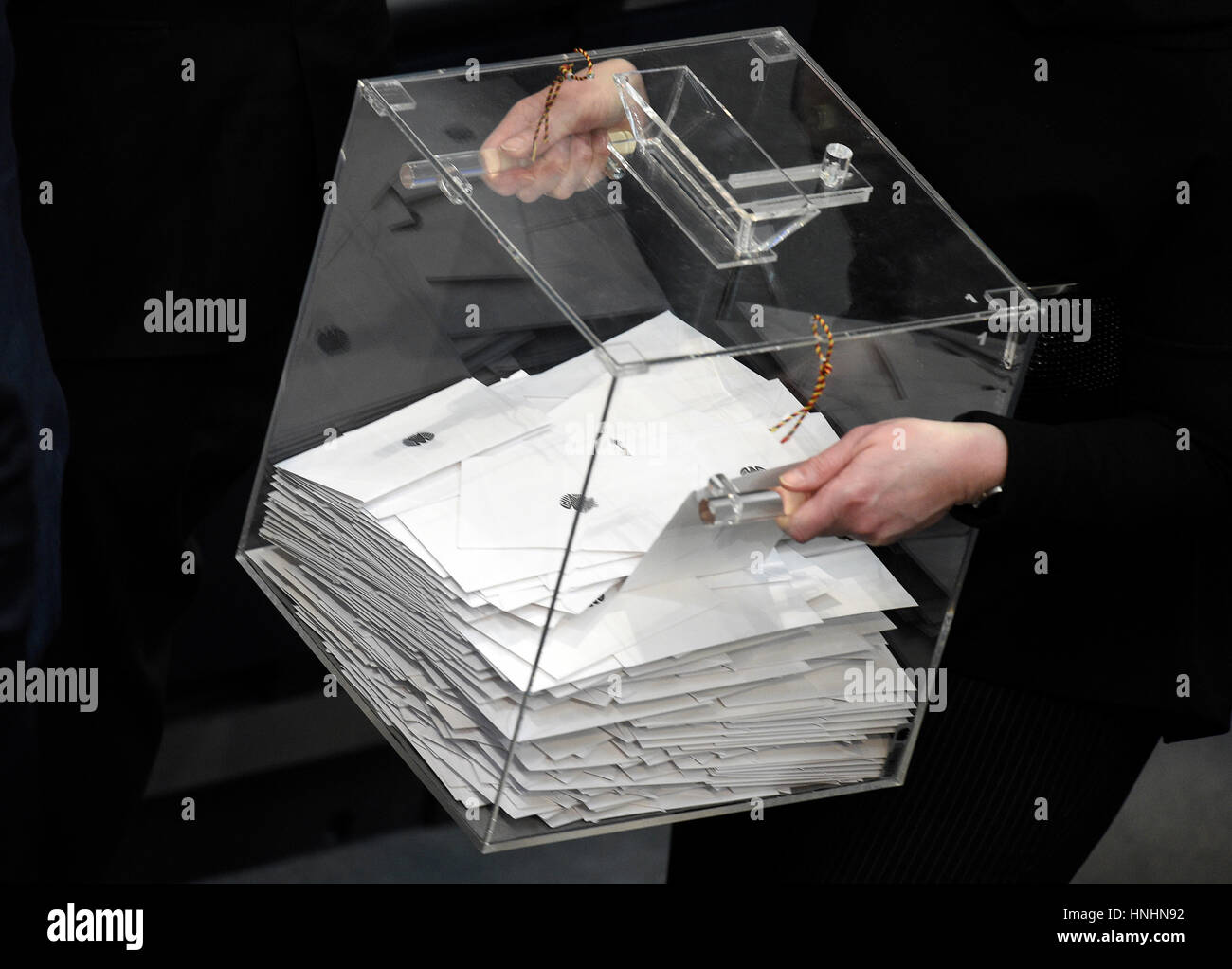 Berlin, Germany. 12th Feb, 2017. The voting box with all ballots can be ...