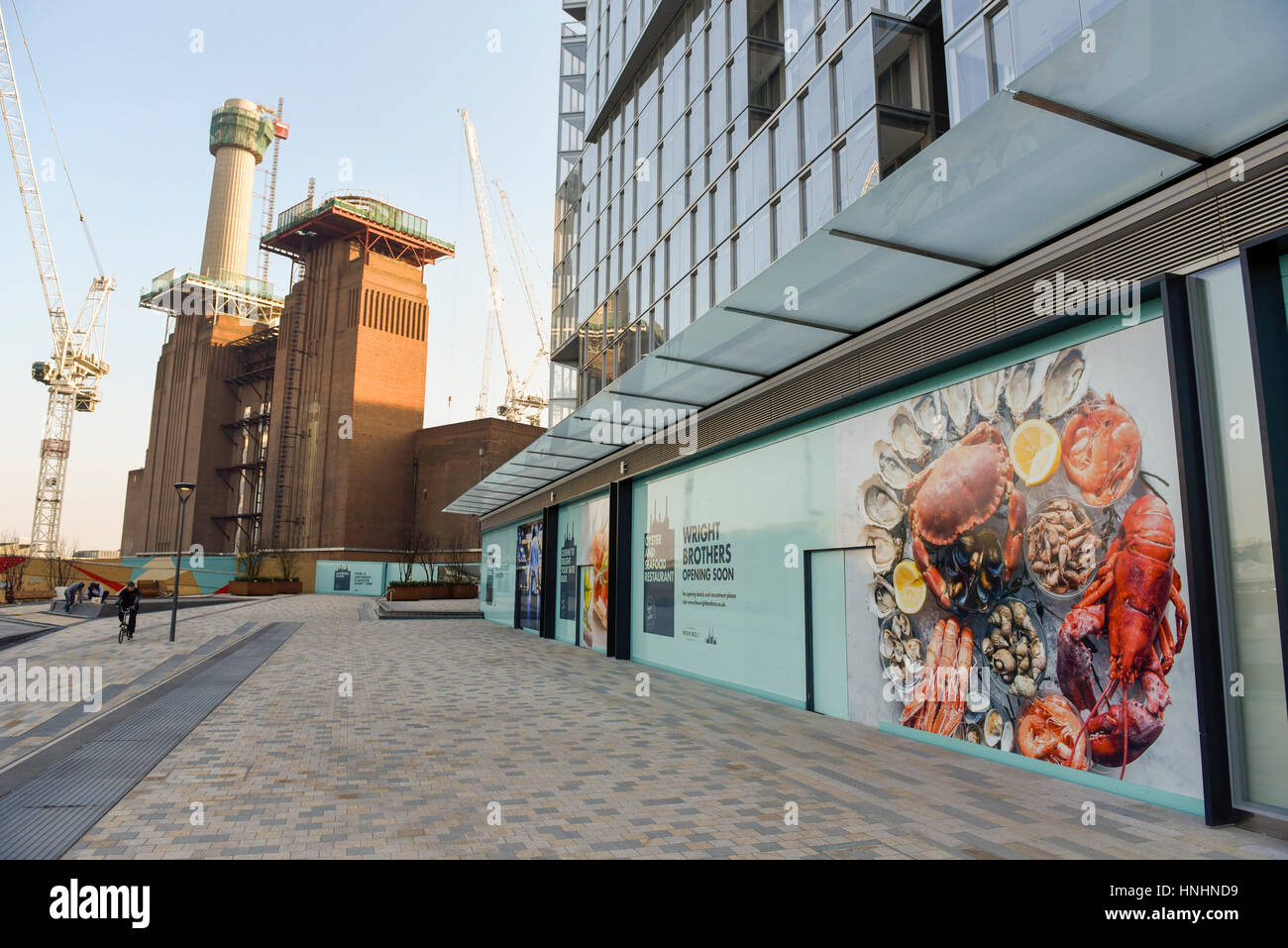 London, UK. 13th Feb, 2017. Part of the riverwalk adjacent to Battersea ...