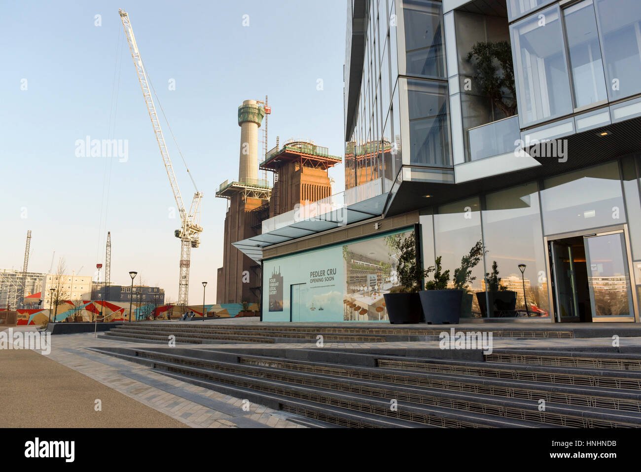 London, UK. 13th Feb, 2017. Part of the riverwalk adjacent to Battersea ...