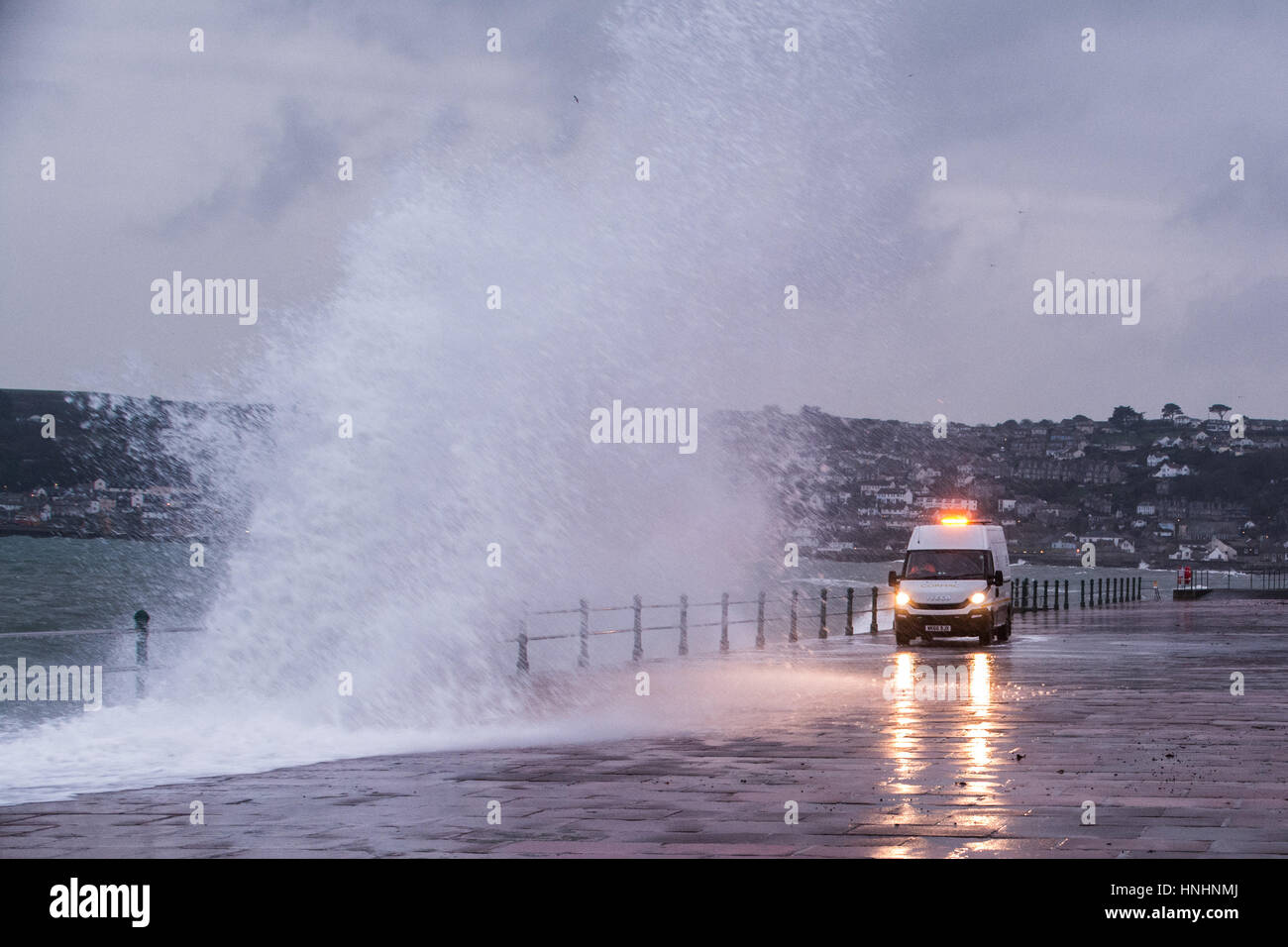 Penzance, Cornwall, UK. 13th Feb 2017. UK Weather. Big waves hit ...