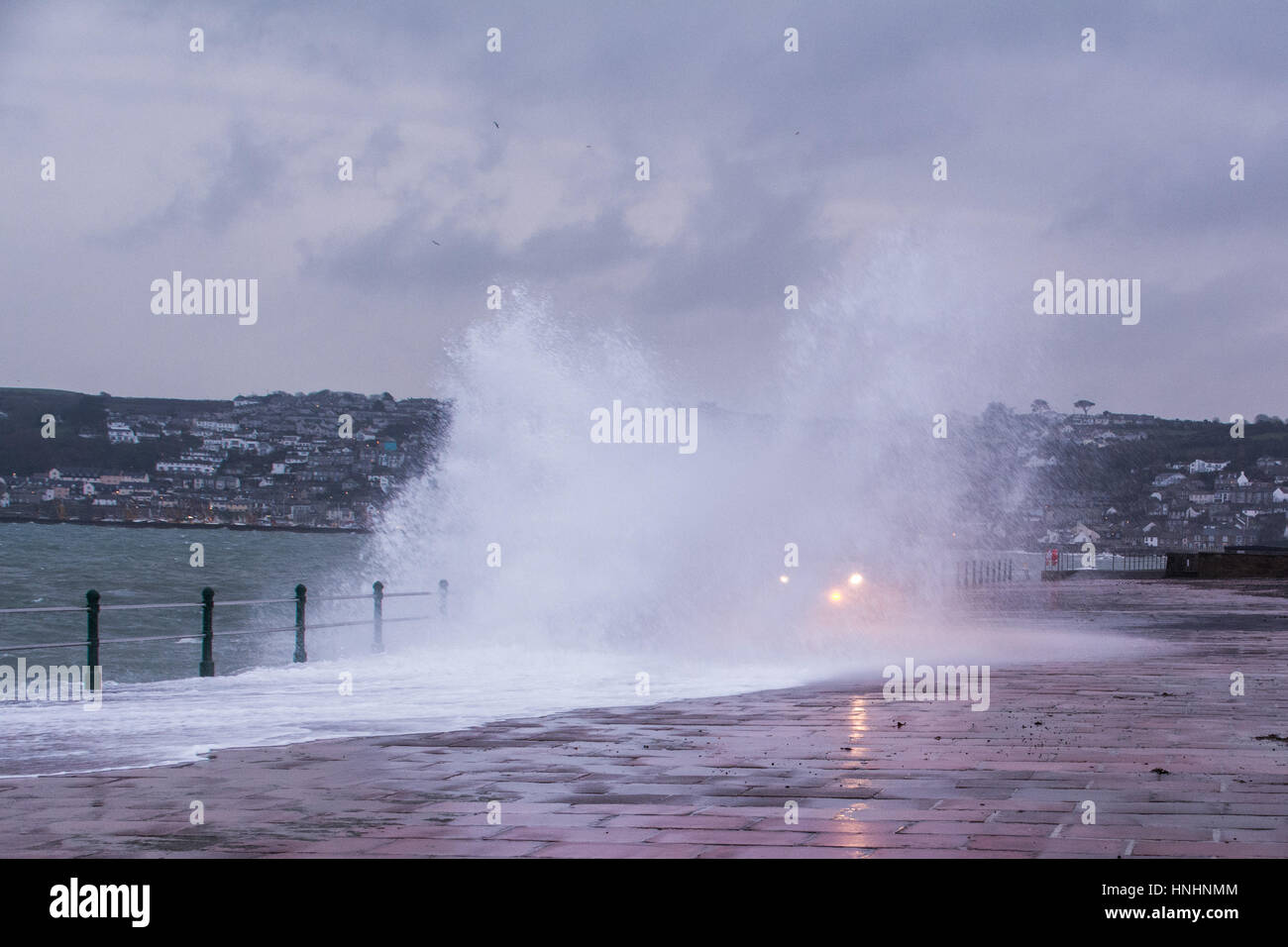 Penzance, Cornwall, UK. 13th Feb 2017. UK Weather. Big waves hit ...