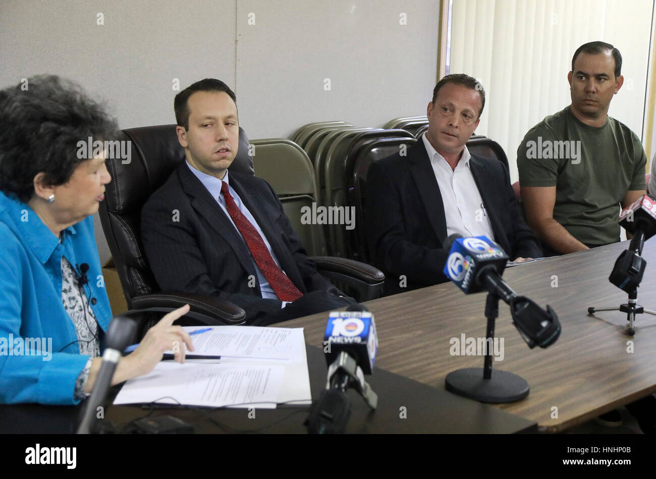 Florida, USA. 13th Feb, 2017. Jonathan Miller (second from right ...