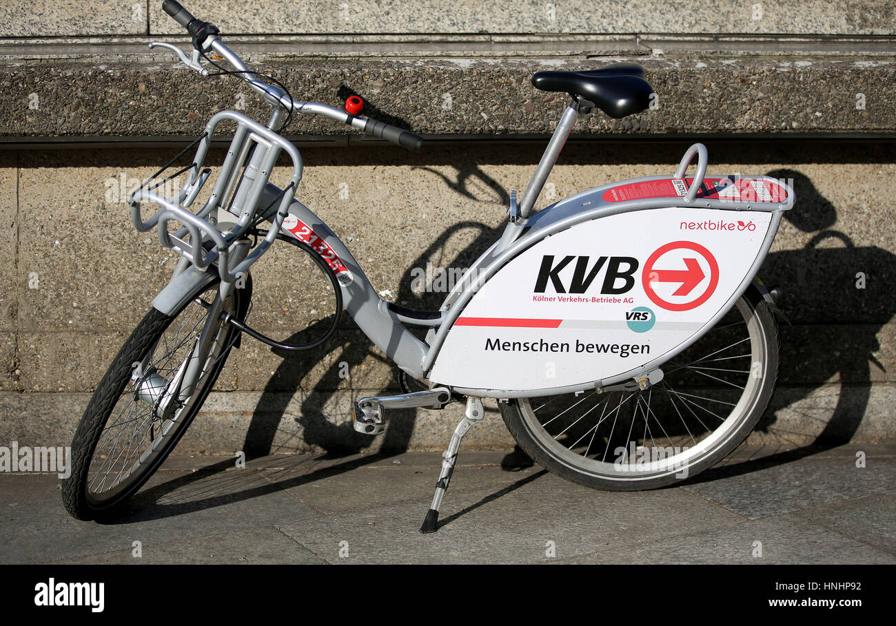 Cologne, Germany. 13th Feb, 2017. A rentable bicycle of the public ...