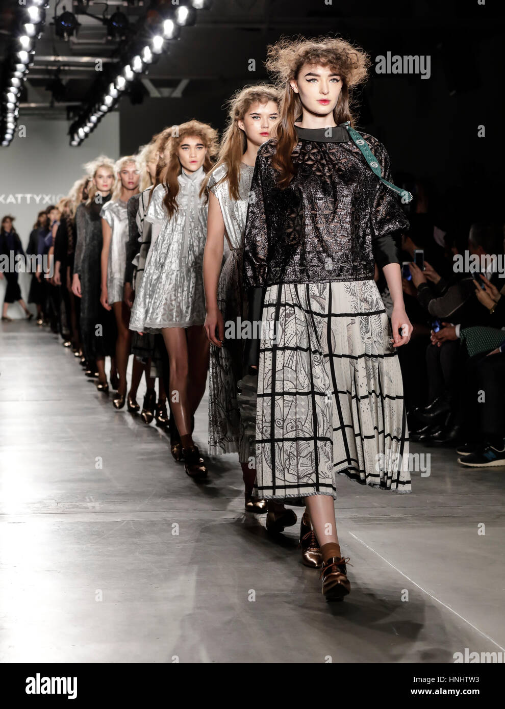 New York, NY, USA - February 13, 2017: Models walk runway for the Katty ...