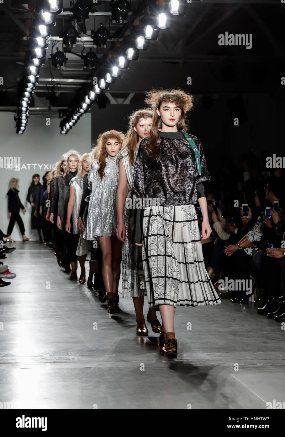 New York, NY, USA - February 13, 2017: Models walk runway for the Katty ...