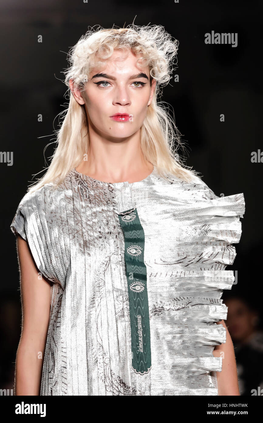 New York, NY, USA - February 13, 2017: A model walks runway for the ...