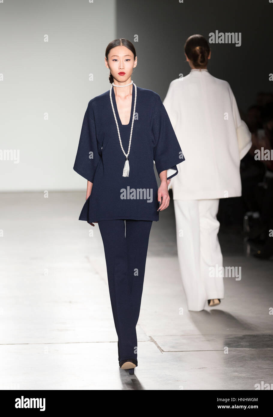 New York, United States. 13th Feb, 2017. Model walks runway for Zang ...