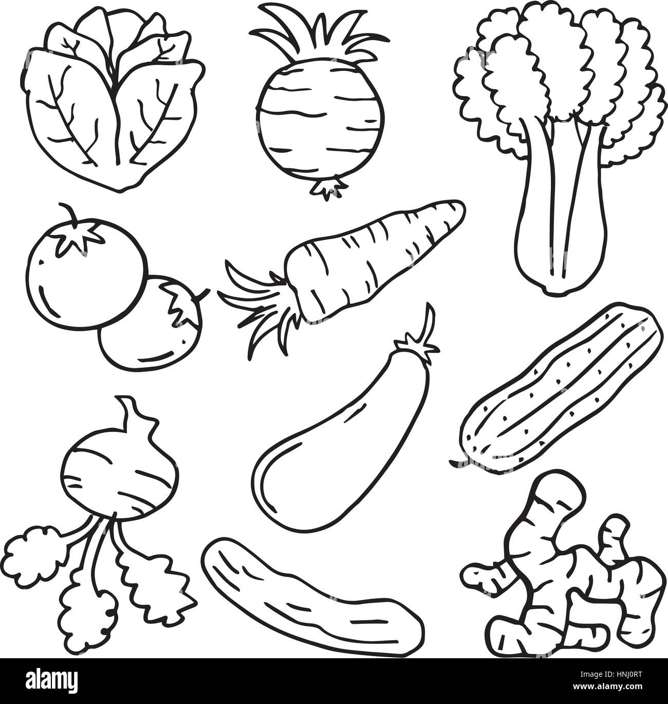 Doodle of vegetable set object hand draw Stock Vector Image & Art - Alamy