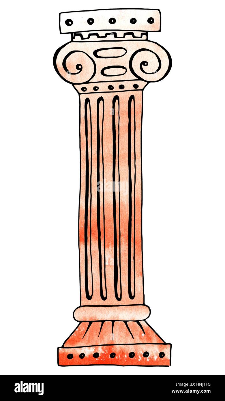 Ancient Roman column. Hand drawing and computer processing. For design ...