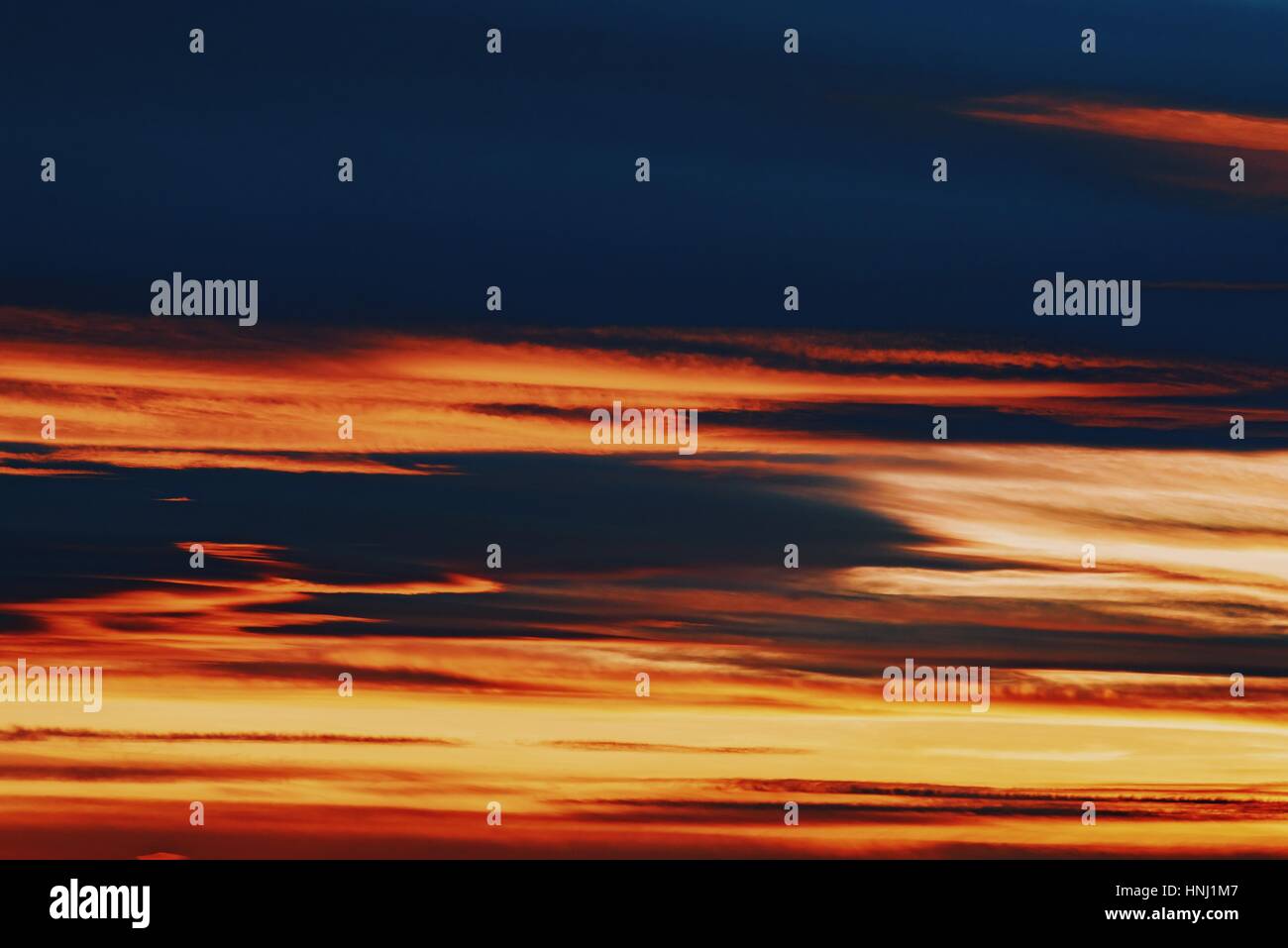 Beautiful Orange And Blue Summer Sunset Sky Stock Photo - Alamy